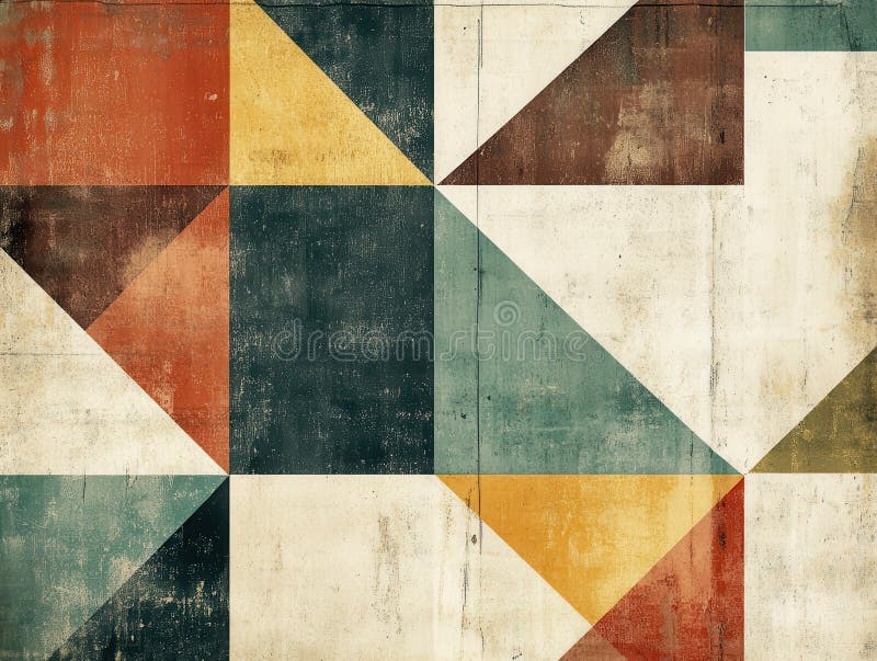 Abstract Geometric Pattern with Worn Surface and Distressed Colors ...