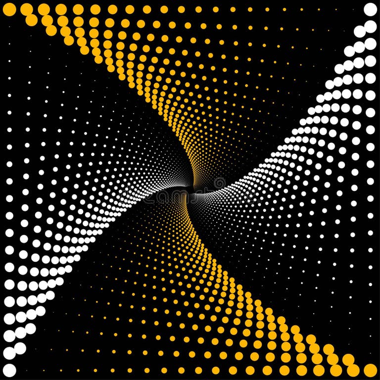 Abstract Geometric Pattern with Yellow and White Dot Matrix on Black ...