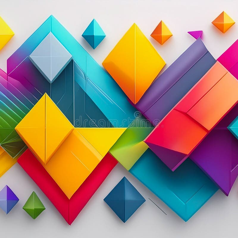 Abstract Geometric Patterns in Bold, Contrasting Colors on White ...