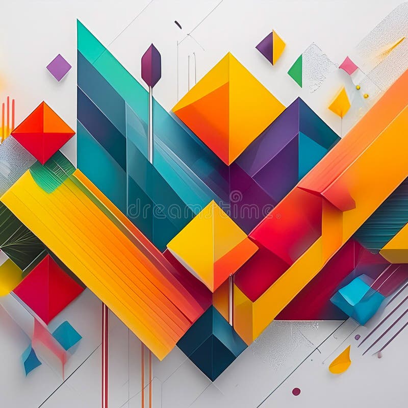Abstract Geometric Patterns in Bold, Contrasting Colors on White ...