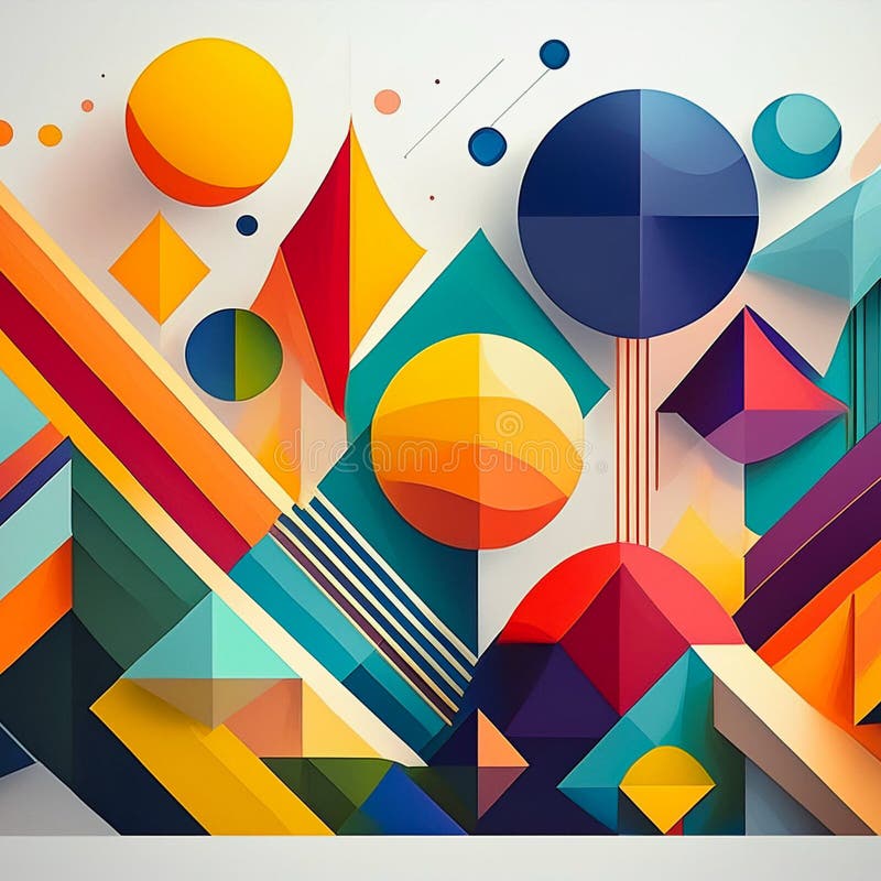 Abstract Geometric Patterns in Bold, Contrasting Colors on White ...