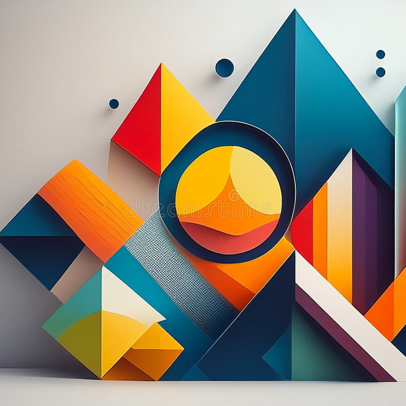 Abstract Geometric Patterns in Bold, Contrasting Colors on White ...