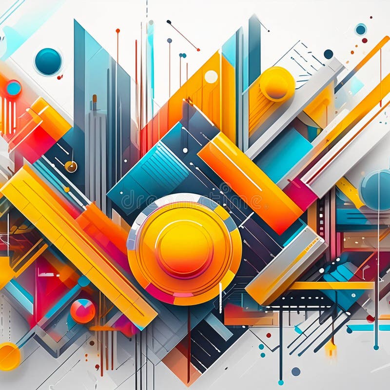 Abstract Geometric Patterns in Bold, Contrasting Colors on White ...