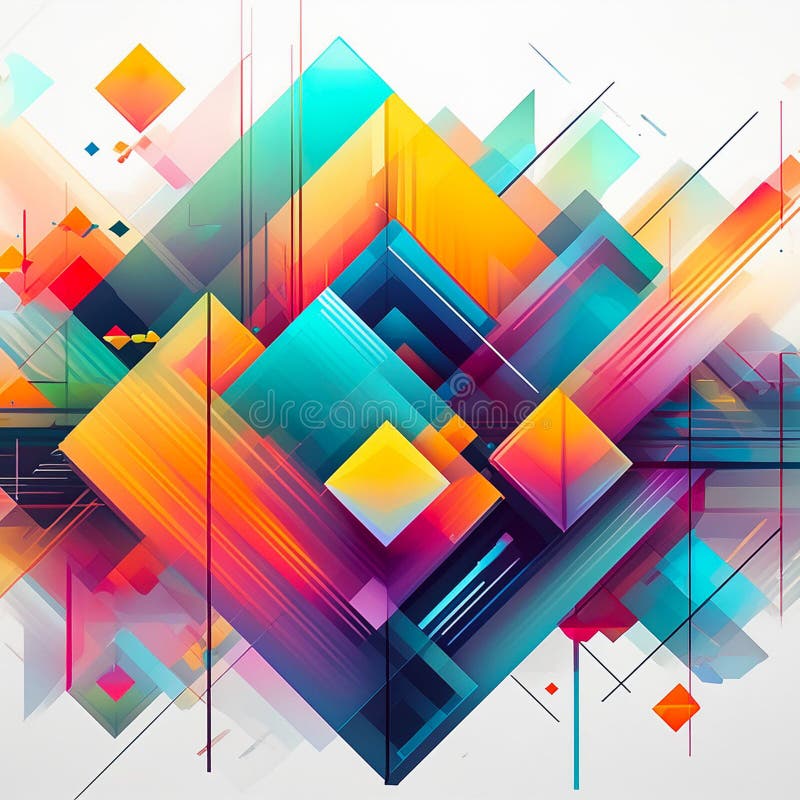 Abstract Geometric Patterns in Bold, Contrasting Colors on White ...