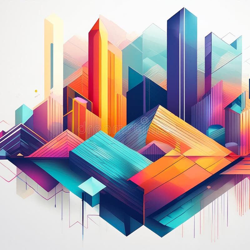 Abstract Geometric Patterns in Bold, Contrasting Colors on White ...