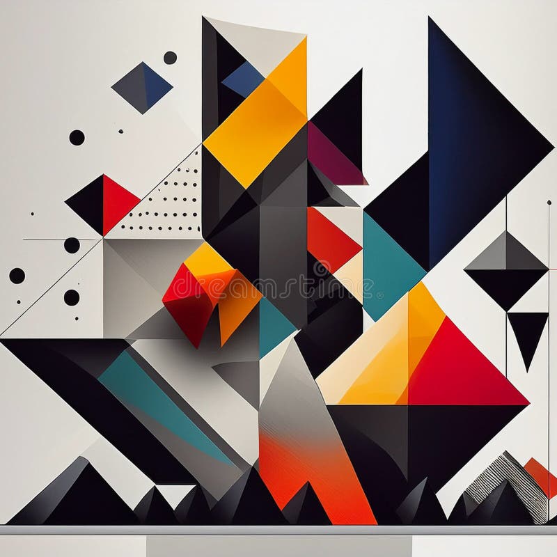Abstract Geometric Patterns in Bold, Contrasting Colors on White ...