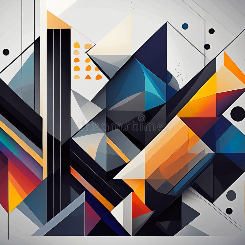 Abstract Geometric Patterns in Bold, Contrasting Colors on White ...