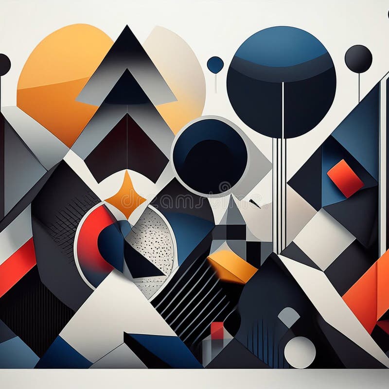 Abstract Geometric Patterns in Bold, Contrasting Colors on White ...