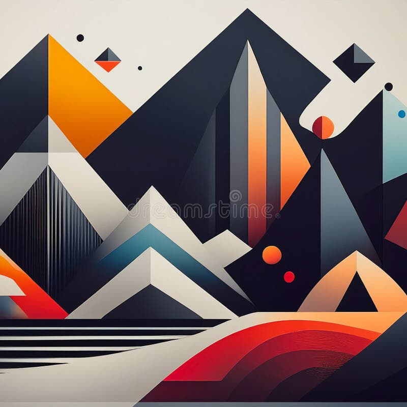 Abstract Geometric Patterns in Bold, Contrasting Colors on White ...