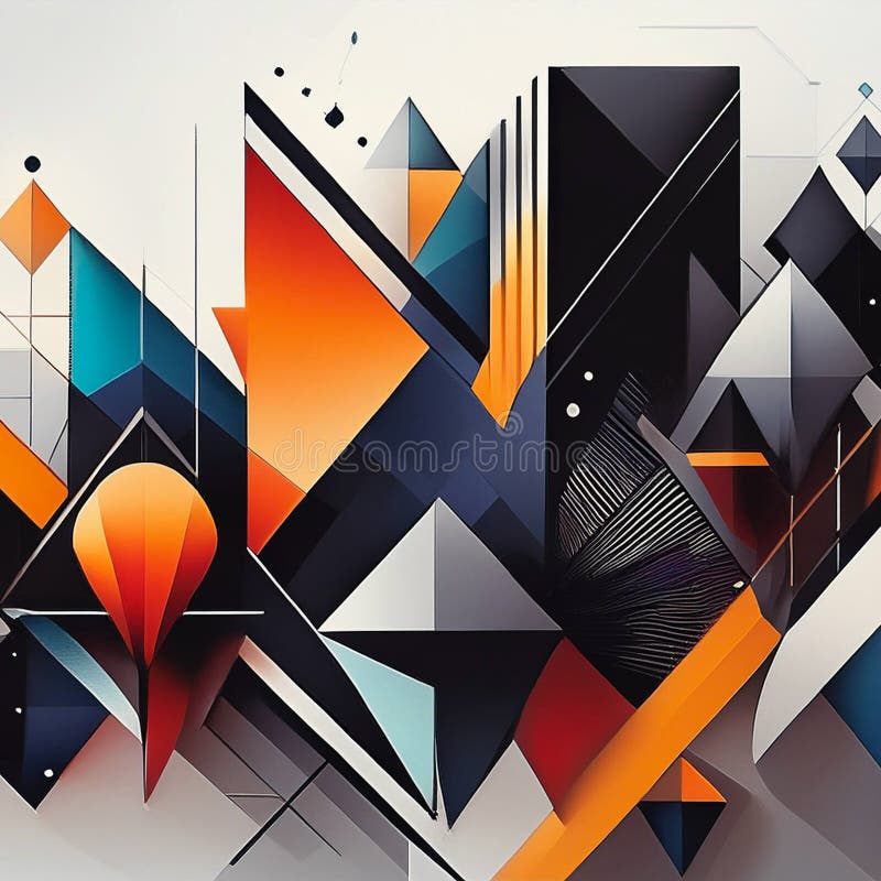 Abstract Geometric Patterns in Bold, Contrasting Colors on White ...
