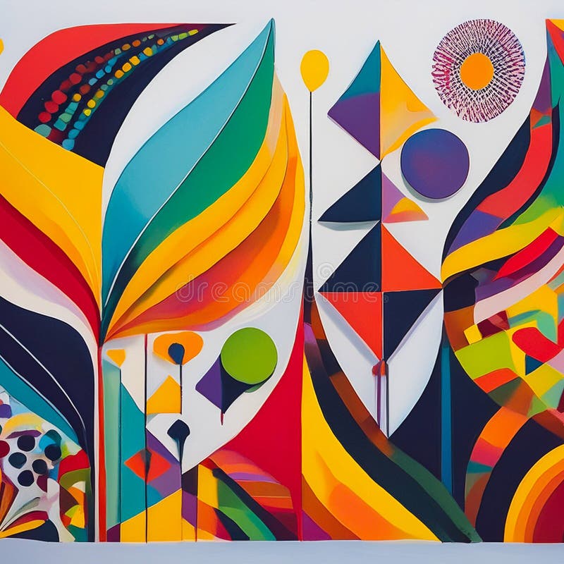 Abstract Geometric Patterns in Bold, Contrasting Colors on White ...