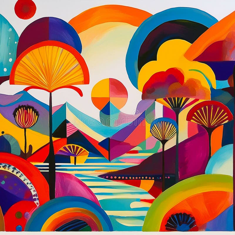 Abstract Geometric Patterns in Bold, Contrasting Colors on White ...