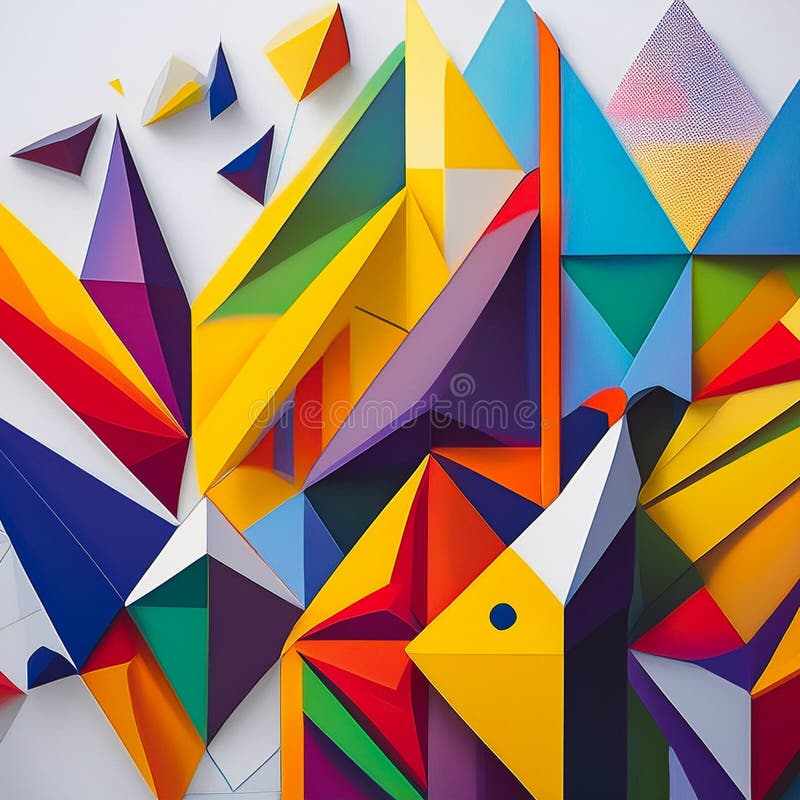 Abstract Geometric Patterns in Bold, Contrasting Colors on White ...