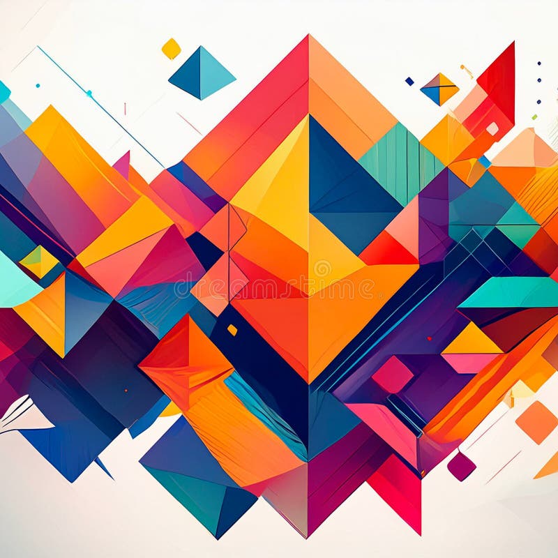 Abstract Geometric Patterns in Bold, Contrasting Colors on White ...