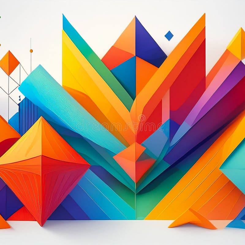 Abstract Geometric Patterns in Bold, Contrasting Colors on White ...