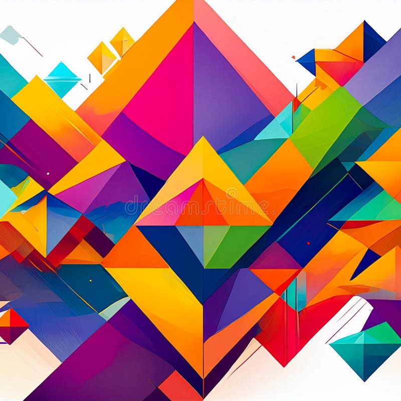 Abstract Geometric Patterns in Bold, Contrasting Colors on White ...