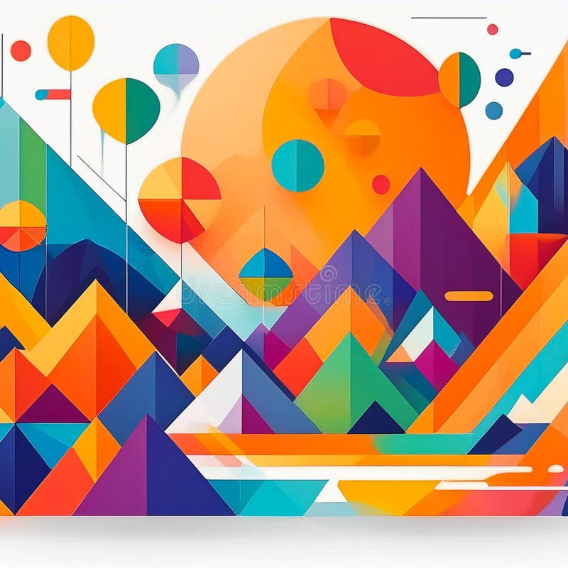 Abstract Geometric Patterns in Bold, Contrasting Colors on White ...