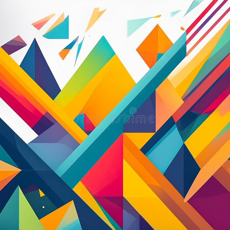 Abstract Geometric Patterns in Bold, Contrasting Colors on White ...
