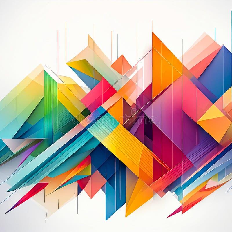 Abstract Geometric Patterns in Bold, Contrasting Colors on White ...