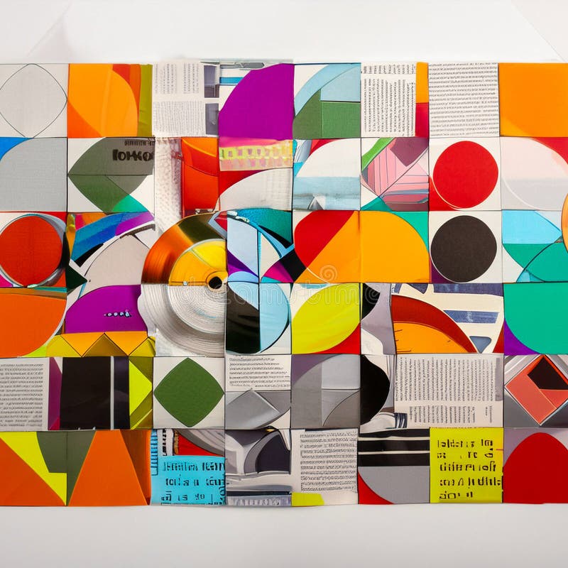 Abstract Geometric Patterns in Bold, Contrasting Colors on White ...