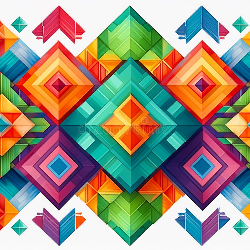 Abstract Geometric Patterns in Bold, Contrasting Colors on White ...