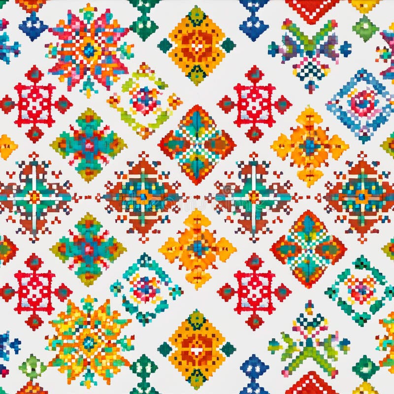 Abstract Geometric Patterns in Bold, Contrasting Colors on White ...