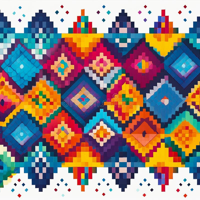 Abstract Geometric Patterns in Bold, Contrasting Colors on White ...