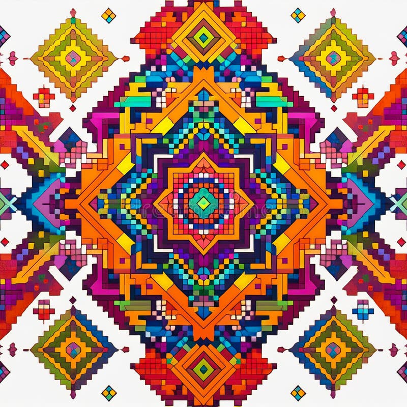 Abstract Geometric Patterns in Bold, Contrasting Colors on White ...