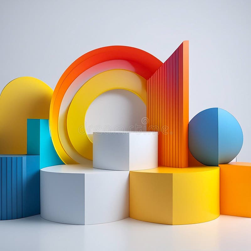 Abstract Geometric Patterns in Bold, Contrasting Colors on White ...