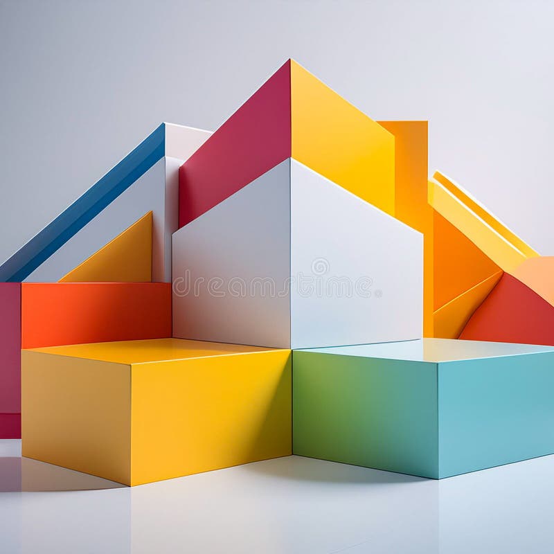 Abstract Geometric Patterns in Bold, Contrasting Colors on White ...