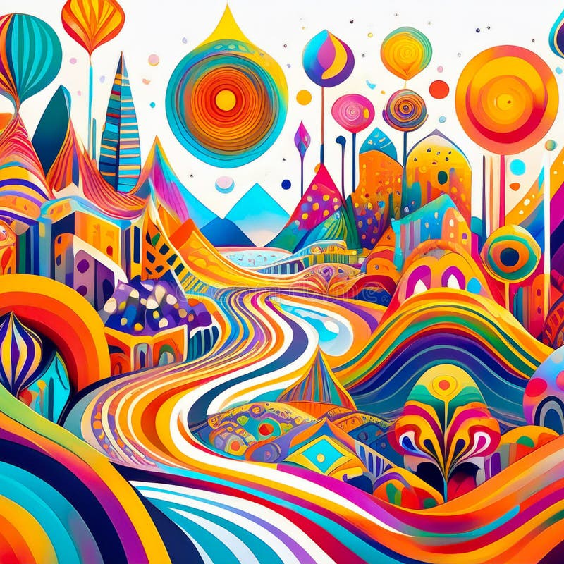 Abstract Geometric Patterns in Bold, Contrasting Colors on White ...