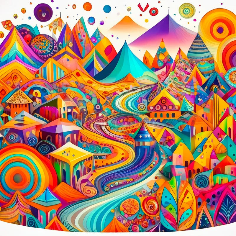 Abstract Geometric Patterns in Bold, Contrasting Colors on White ...