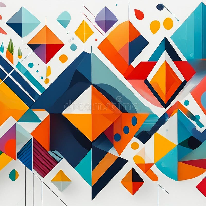 Abstract Geometric Patterns in Bold, Contrasting Colors on White ...