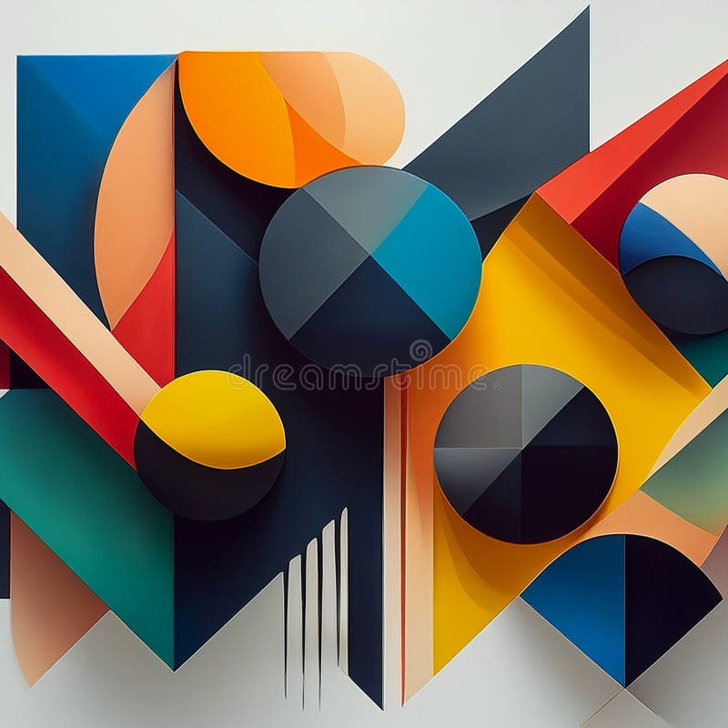 Abstract Geometric Patterns in Bold, Contrasting Colors on White ...