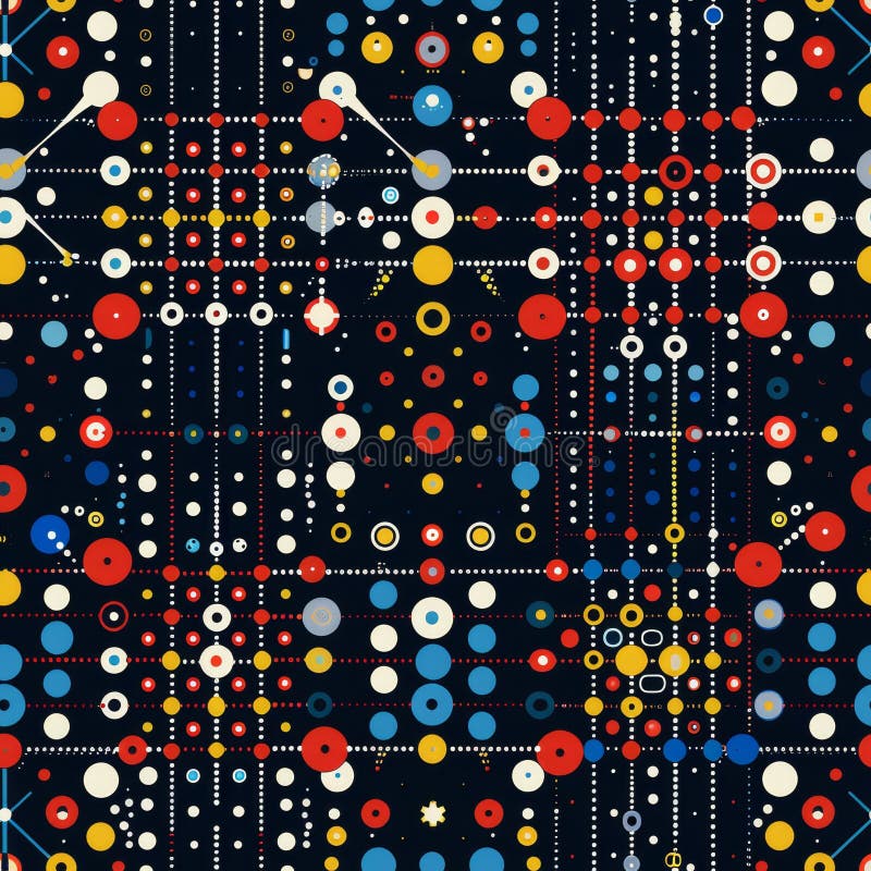 Abstract Geometric Patterns with Connected Lines and Dots on Dark ...