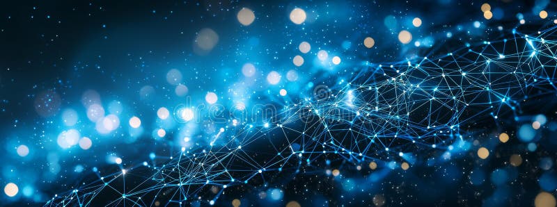 Abstract Geometric Patterns and Data Connections in a Futuristic Blue ...