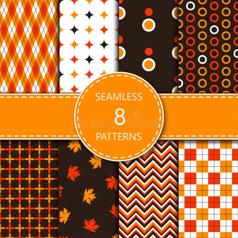 Abstract Geometric Patterns with Orange, Yellow, White and Brown Color ...