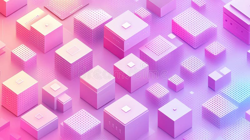 Abstract Geometric Patterns with Pastel Colors and 3D Cubes Stock ...