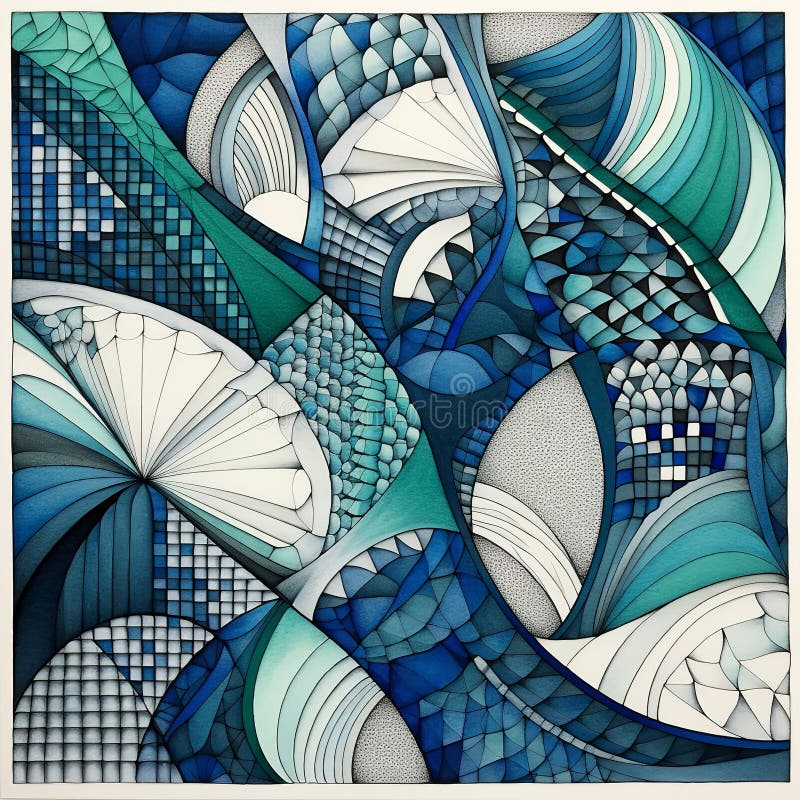 Abstract Geometric Patterns with Repeating Shapes and Lines. Generative ...