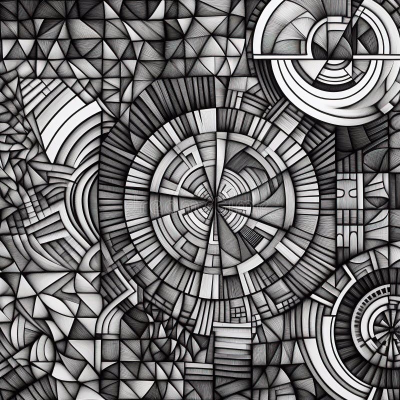 Abstract Geometric Patterns with Repeating Shapes and Lines. Generative ...