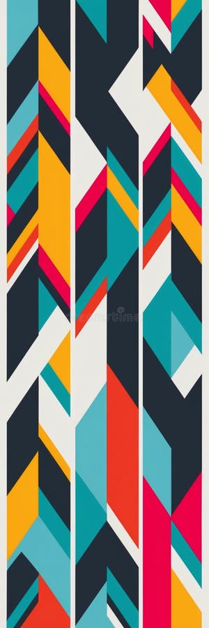 Abstract Geometric Patterns in Vertical Arrangement with Vibrant Colors ...