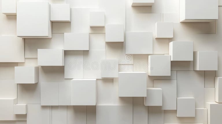 Abstract Geometric Patterns of White Cube Blocks are Formed by Random ...