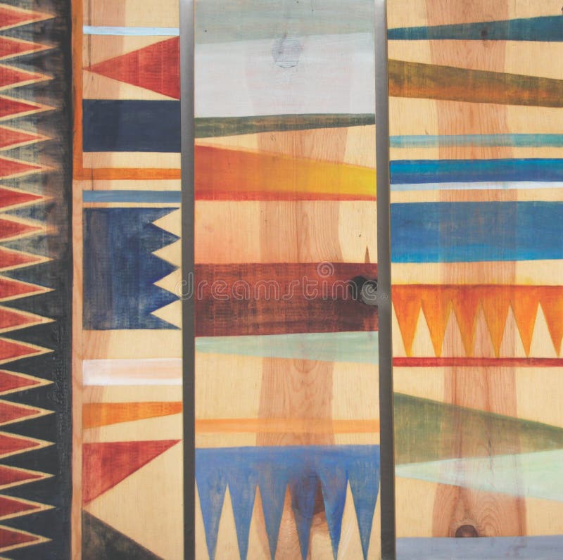 Abstract Geometric Patterns on Wood Stock Image - Image of background ...