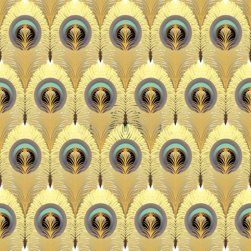 Abstract, Geometric Peacock Gold Feather Vector Pattern Stock Vector ...