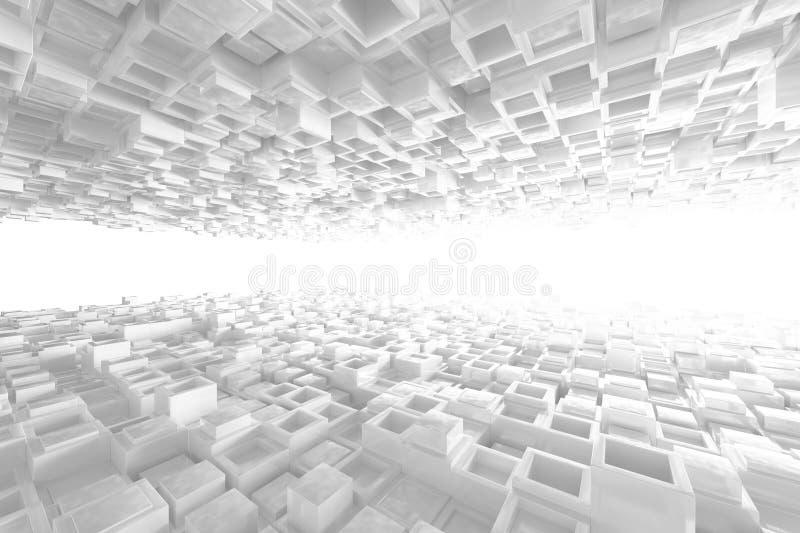 Abstract Geometric Perspective with White Cubes Stock Illustration - Illustration of pattern ...