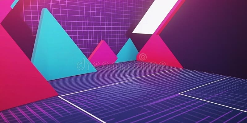 Abstract Geometric Pink Blue Triangles Modern Digital Art Background ...