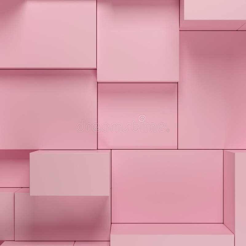Abstract Geometric Pink Square Cubes Background Stock Illustration ...