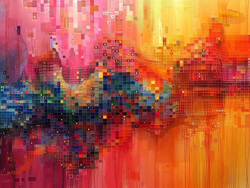 Abstract Geometric Pixel Art for Modern Decor Sharp Angles and Forms ...