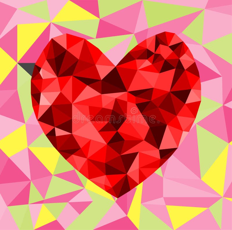 Abstract Geometric Polygon Heart Valentine Background Stock Vector ...