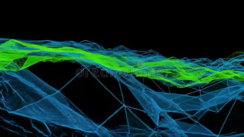 Abstract Geometric Polygon Wireframe Landscape in Green Blue and Black ...